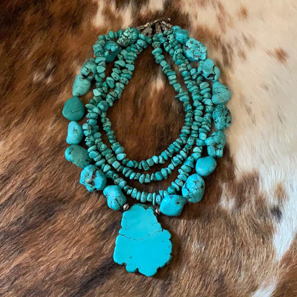 Layered Turquoise Stone Necklace - Gem
